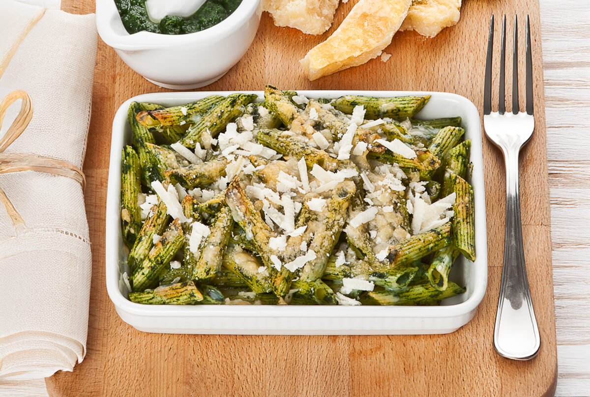 Pasticcio di penne con spinaci | Educazione Nutrizionale Grana Padano